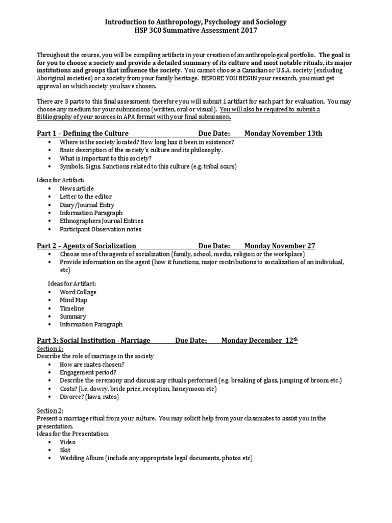 HSP3C Summative With Rubric | PDF | Anthropology | Proofreading