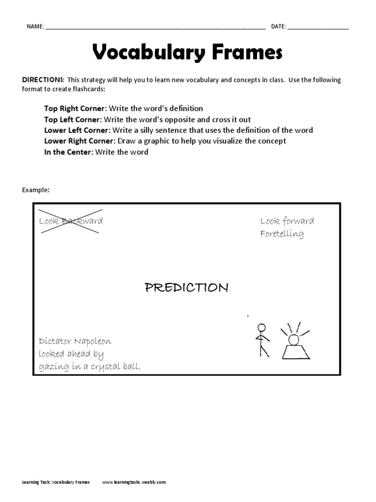 Vocab 11 Vocabulary Frames | PDF