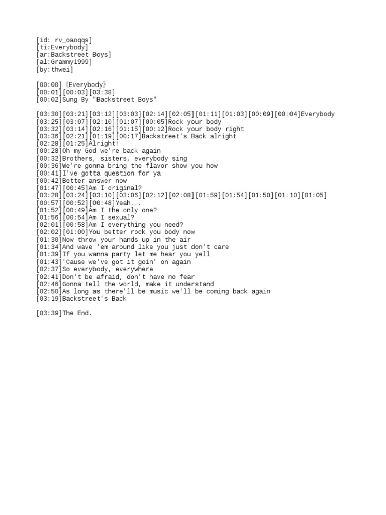 Backstreet Boys - Everybody | PDF Backstreet Boys - Everybody | PDF