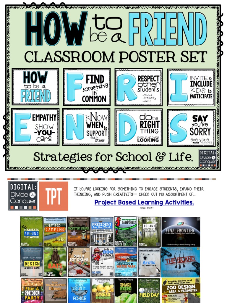 How To Be A Friend Classroom Poster Set With Strategies For School ...