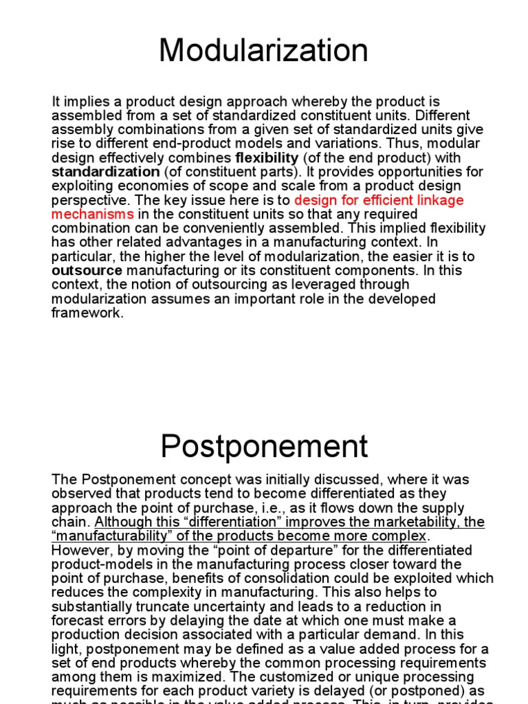 Modularization Standardization Of Constituent Parts It Provides Opportunities For Pdf