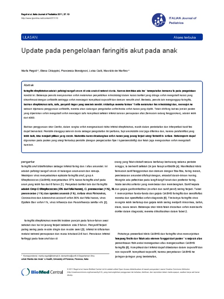 Update Pengelolaan Faringitis Pada Anak | PDF