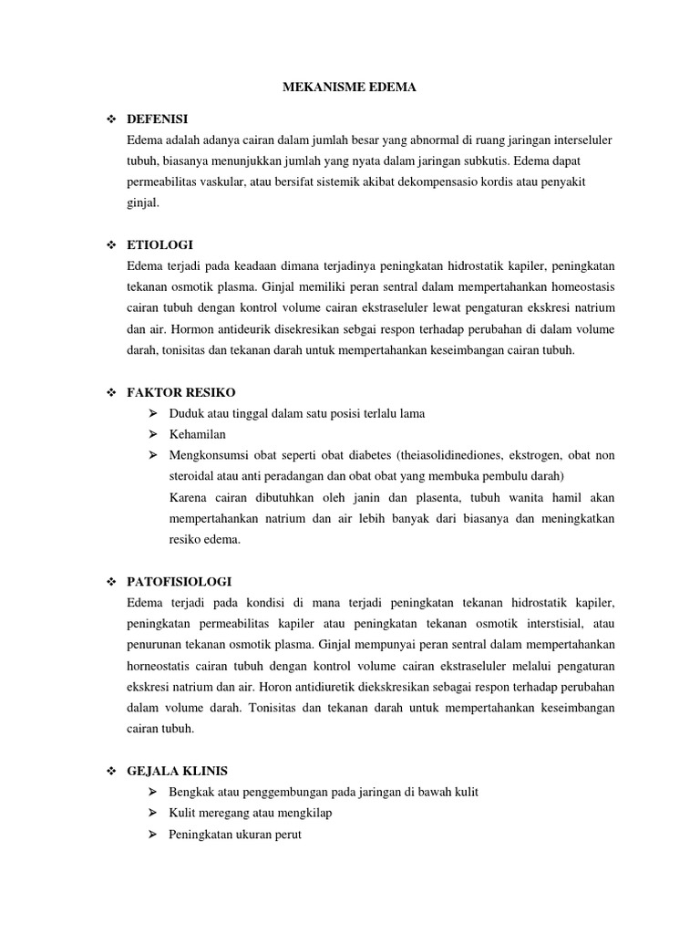 Mekanisme Edema | PDF