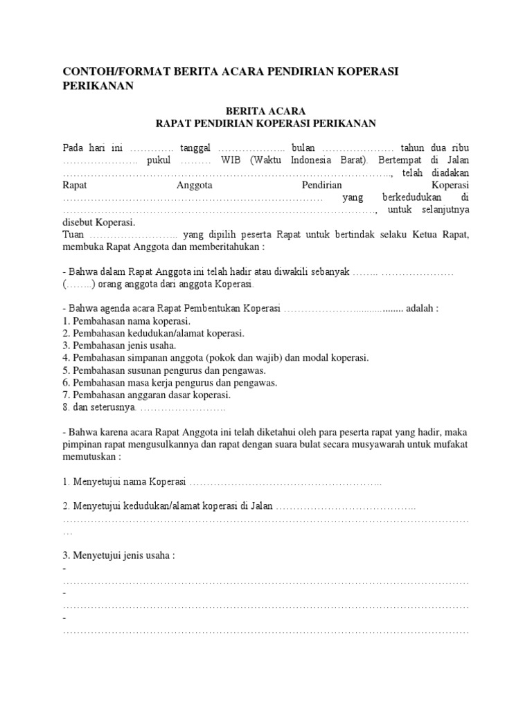 CONTOH Format Koperasi | PDF