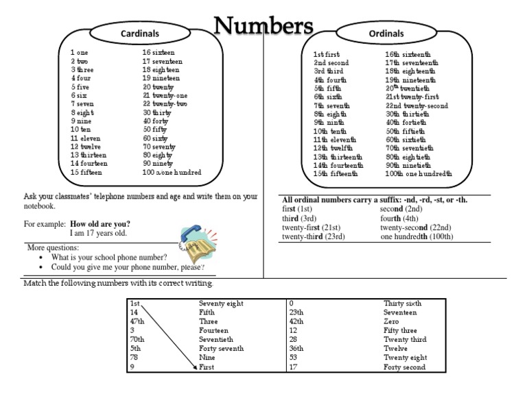 Cardinal and Ordinal Numbers Fun Activities Games - 32986 | PDF | Sports