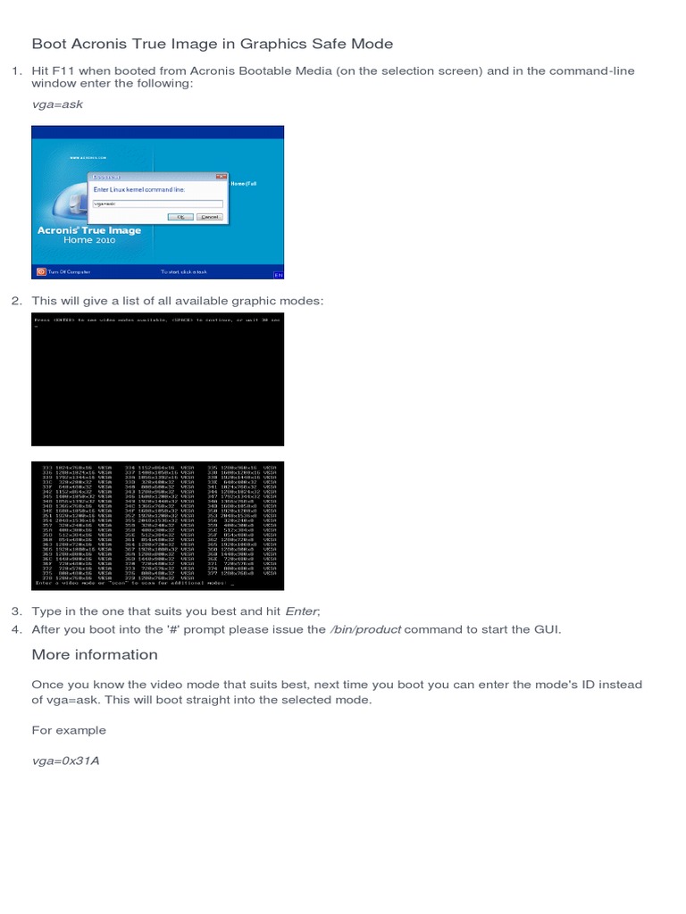 Acronis True Image Safe Graphics Boot | PDF | Technology & Engineering
