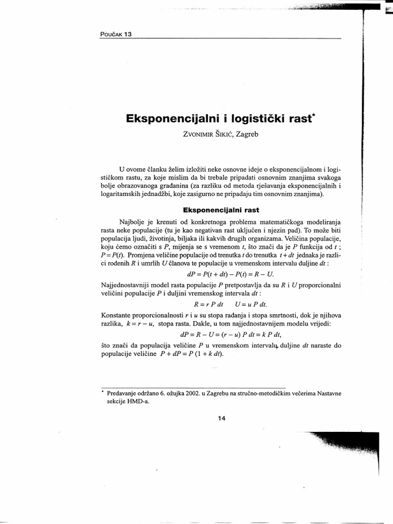 Eksponencijalni I Logisticki Rast | PDF