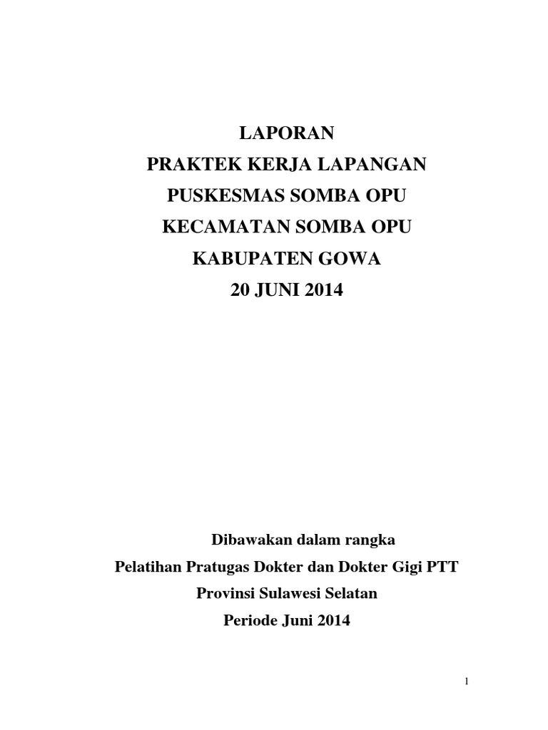 Laporan PKL PKM Somba Opu | PDF