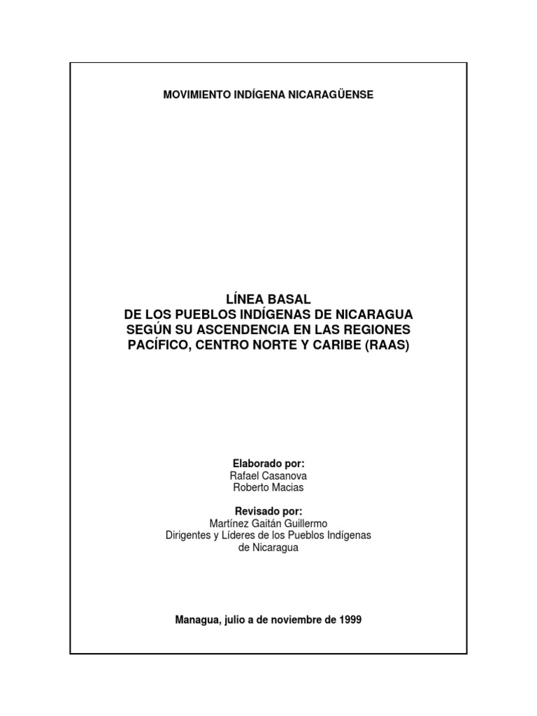 Linea Basal IndígenaNicaragua | PDF | Nicaragua | Organización no ...