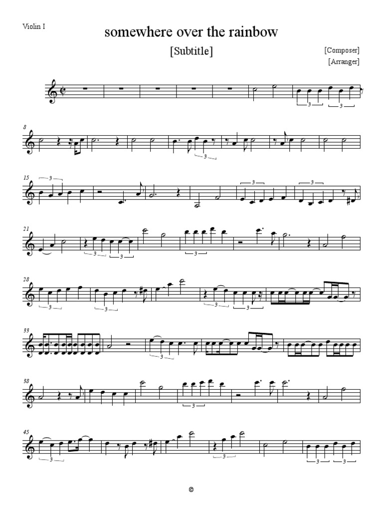 Violin 1 Somewhere Over The Rainbow | PDF