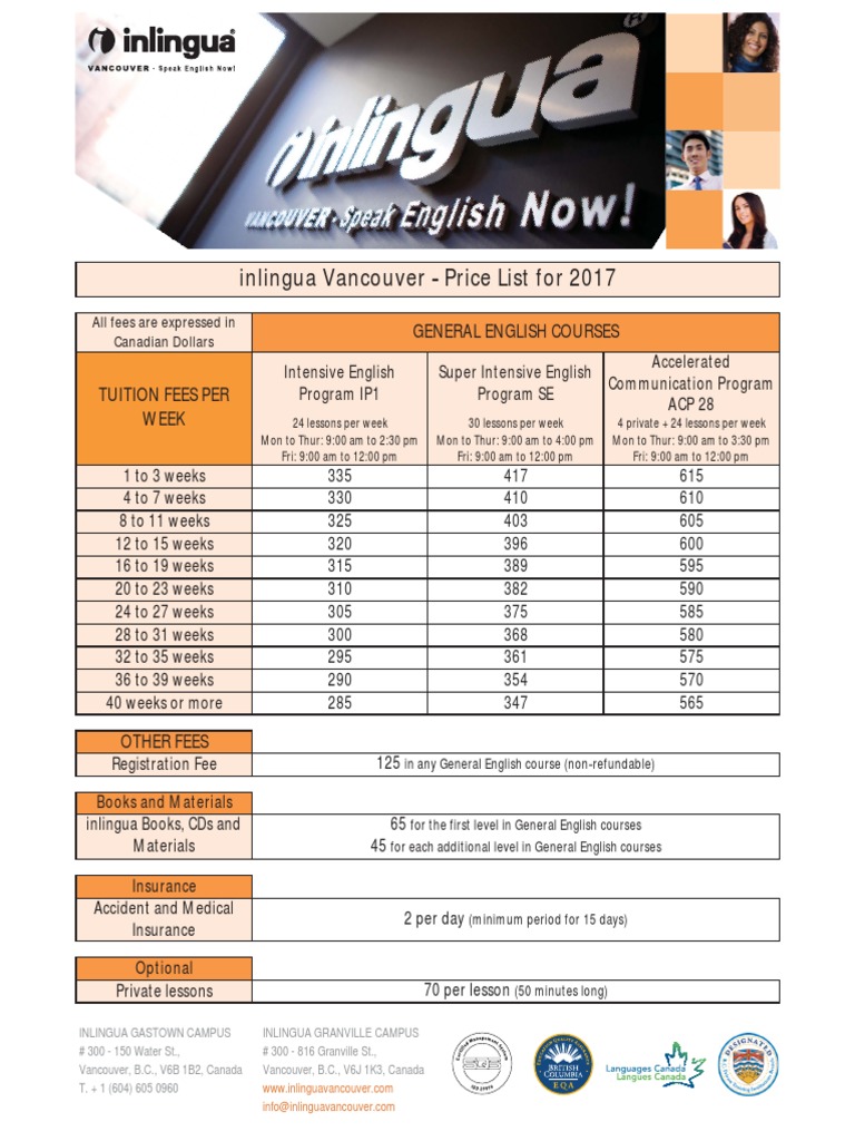 Inlingua Class Prices | PDF