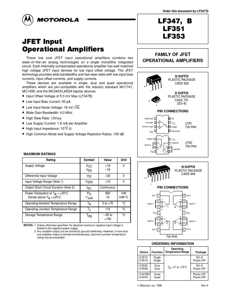 Datasheet | PDF | Operational Amplifier | Amplifier