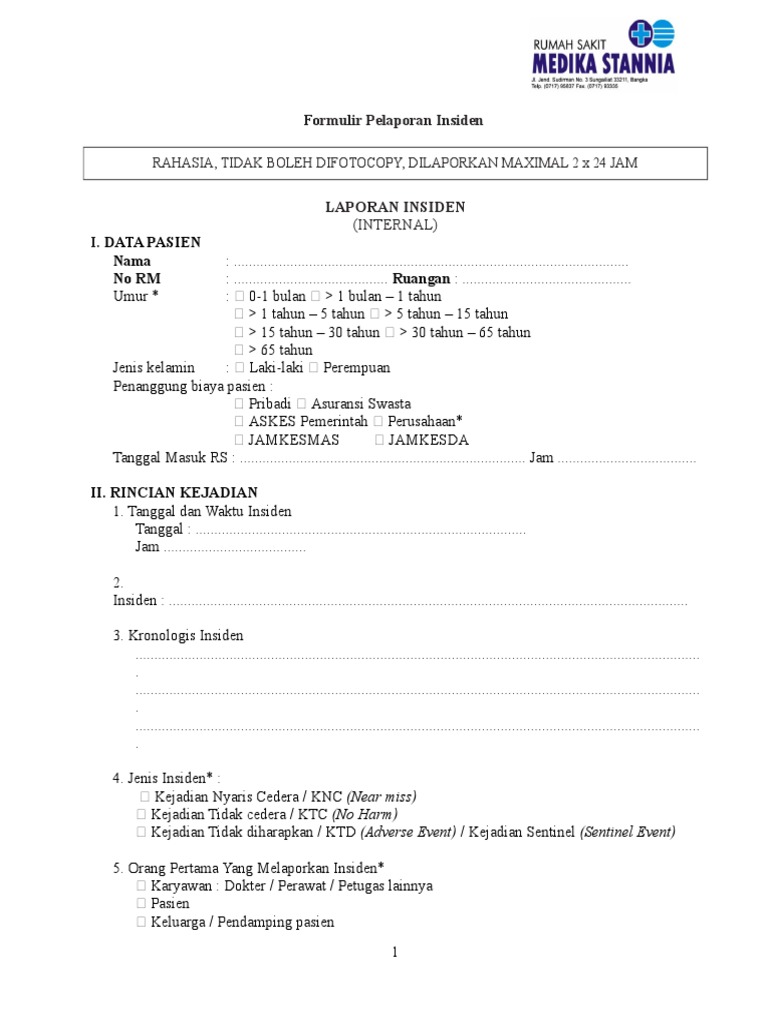 Form Pelaporan KTD | PDF