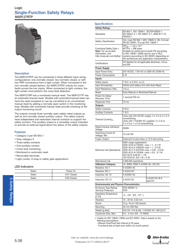 Safety Relay 440R-N23126 | PDF | Switch | Power (Physics)