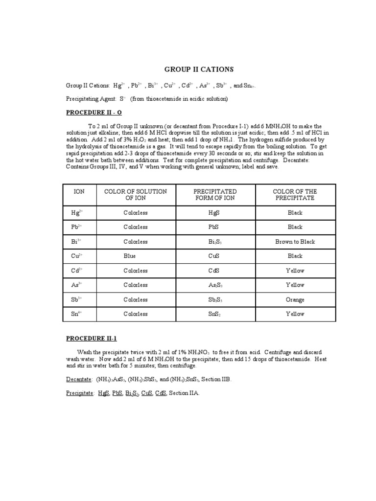 Cation | PDF | Precipitation (Chemistry) | Hydrochloric Acid