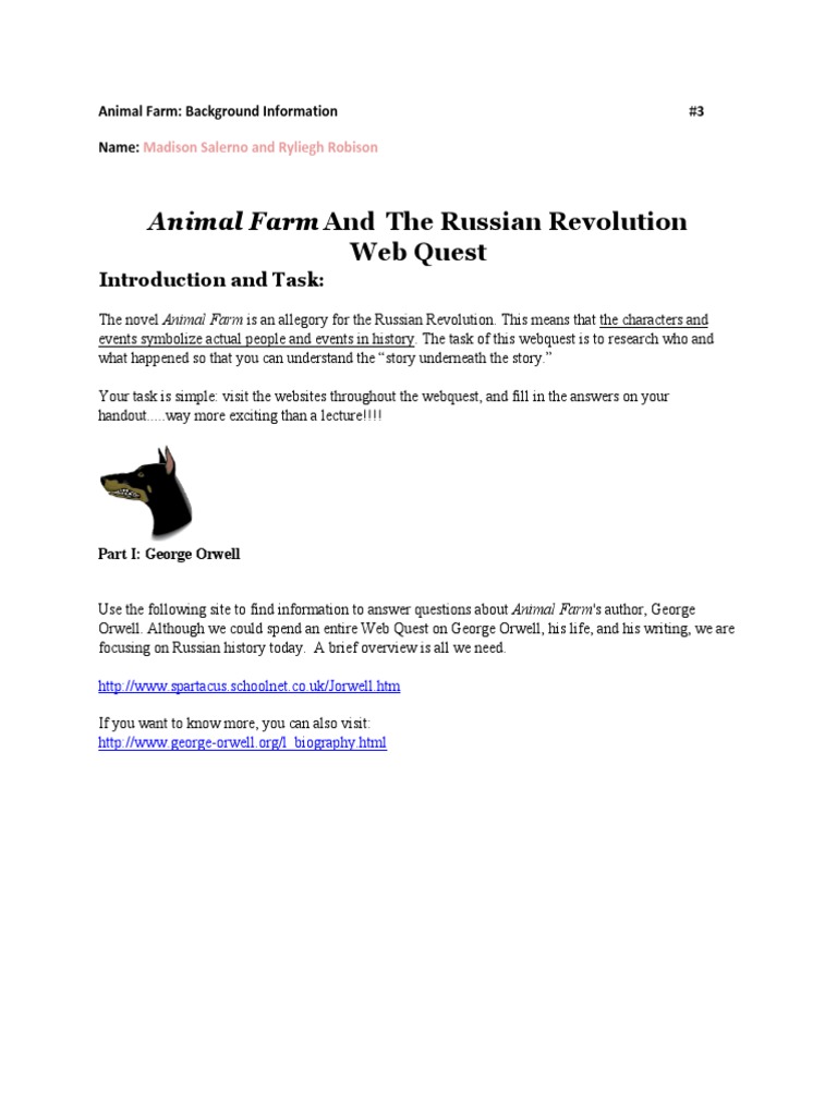Animal Farm Webquest | PDF | Joseph Stalin | Communism