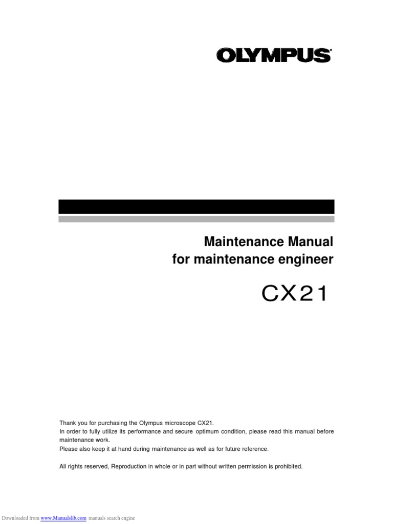 Olympus CX21 Microscope Maintenance Guide | PDF | Rust | Optics