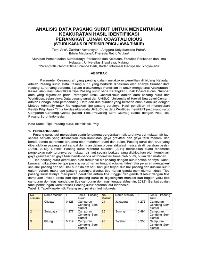 Analisis Data Pasang Surut Untuk Menentu | PDF