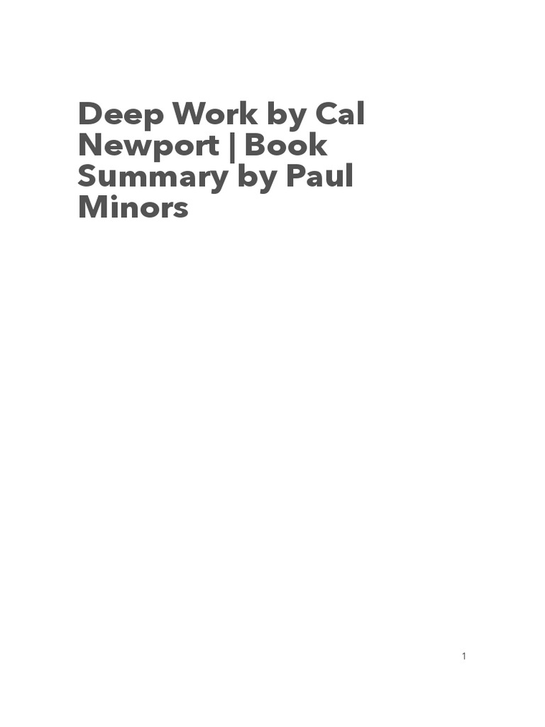 Deep Work PDF (Resume) | PDF | Flow (Psychology) | Attention