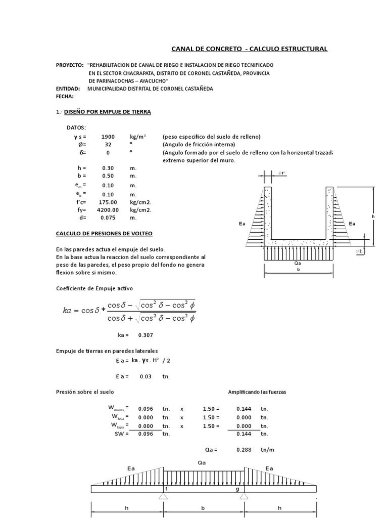 Diseño Estructural de Canal de Concreto | PDF | Ingeniería estructural ...