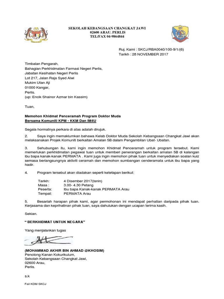 Surat Program Komuniti Jab Farmasi | PDF