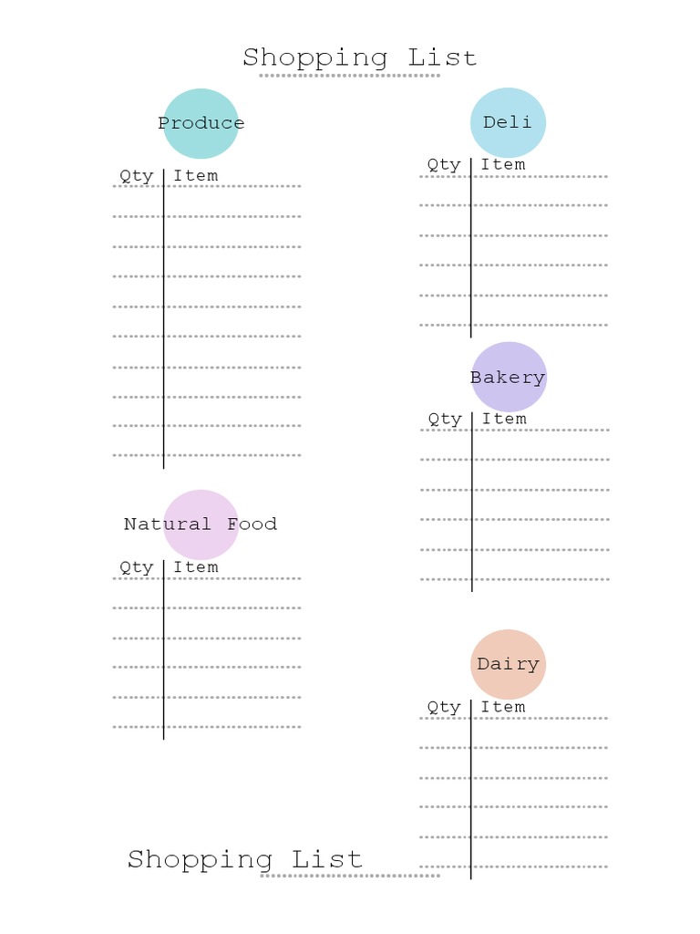 Shopping List Template | PDF