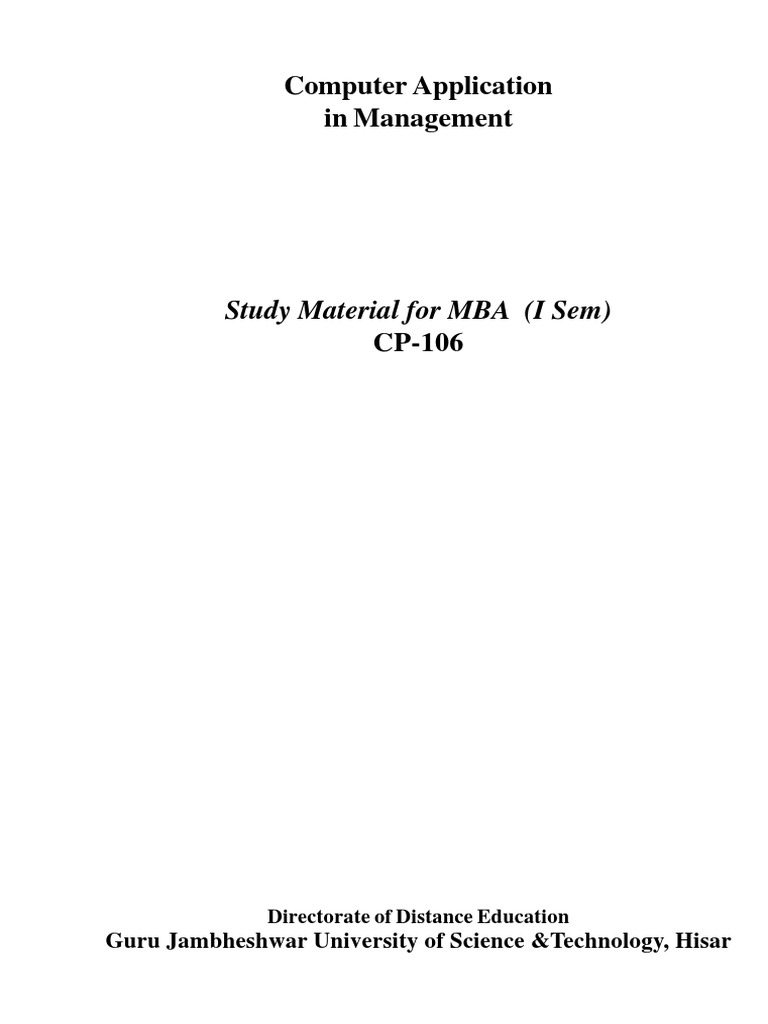 Computer Application in Management - Study Material PDF | PDF ...