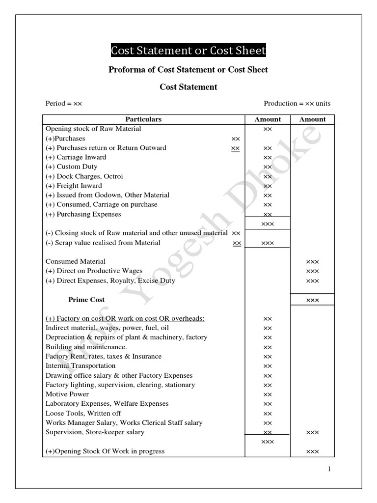 CLASS Cost Sheet | PDF | Cost Of Goods Sold | Expense