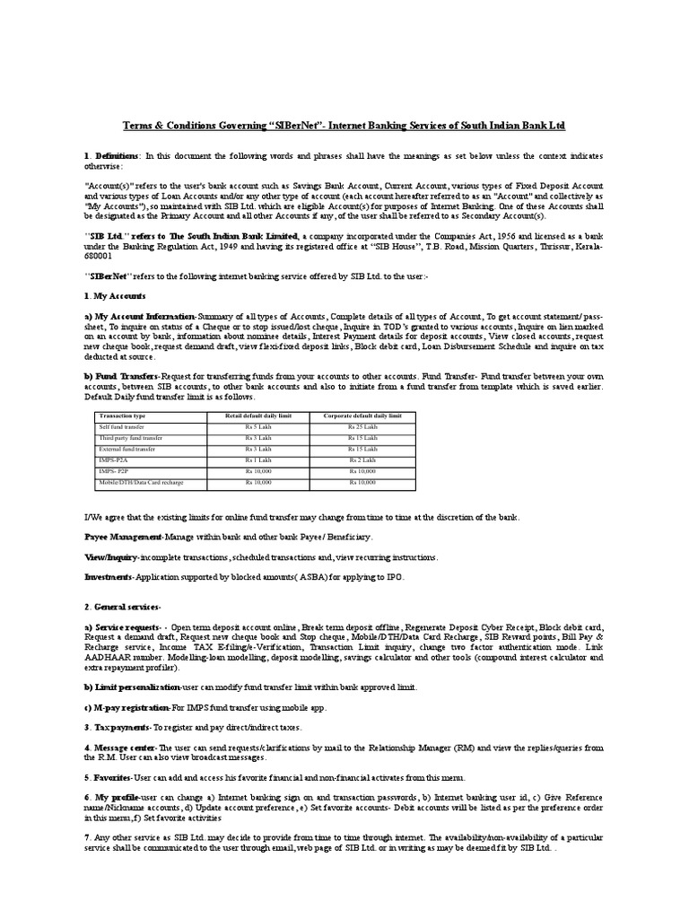 Bank Terms and Condition | PDF | Indemnity | Online Banking