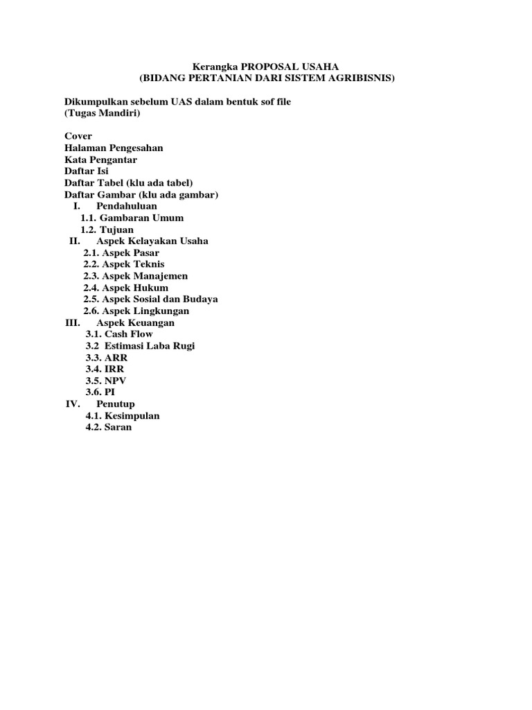 Kerangka Proposal Usaha | PDF