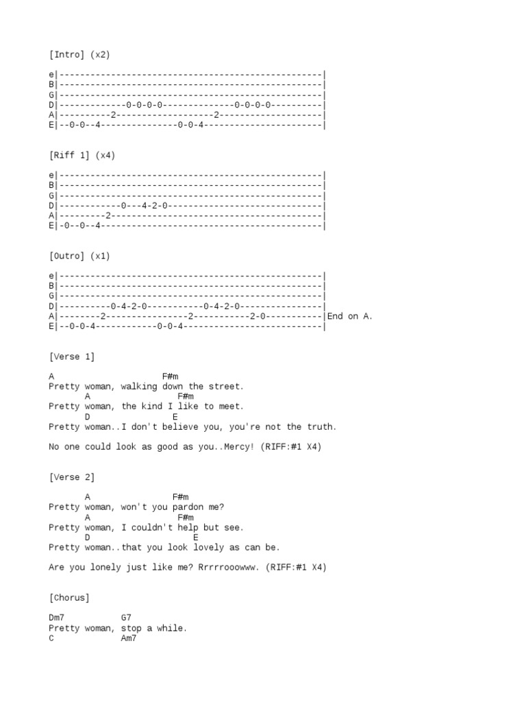 Pretty Woman Guitar Chords