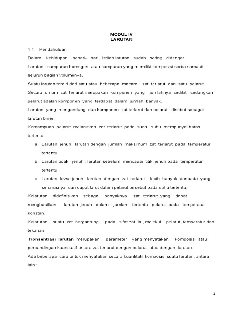 Modul IV (Larutan) | PDF