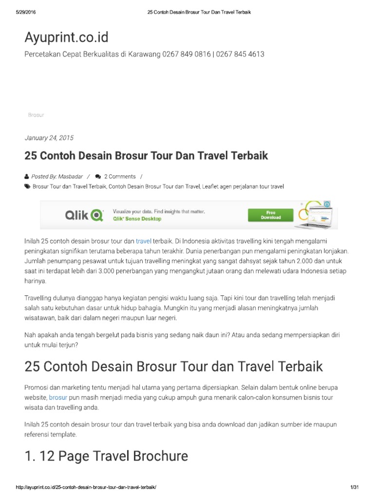 25 Contoh Desain Brosur Tour Dan Travel Terbaik | PDF