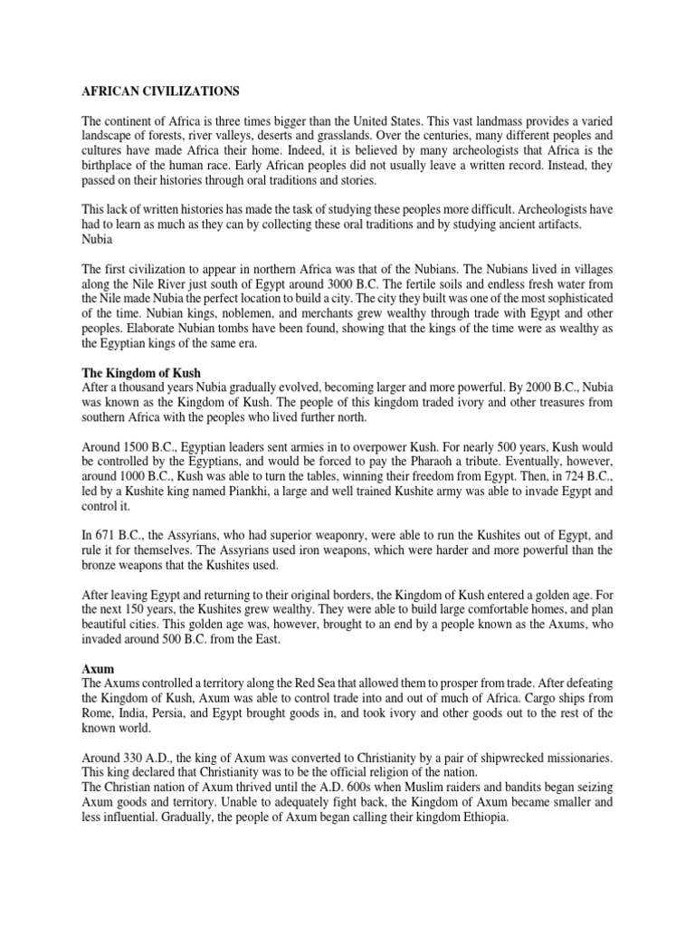 African Civilizations | PDF | Africa | Ancient Egypt