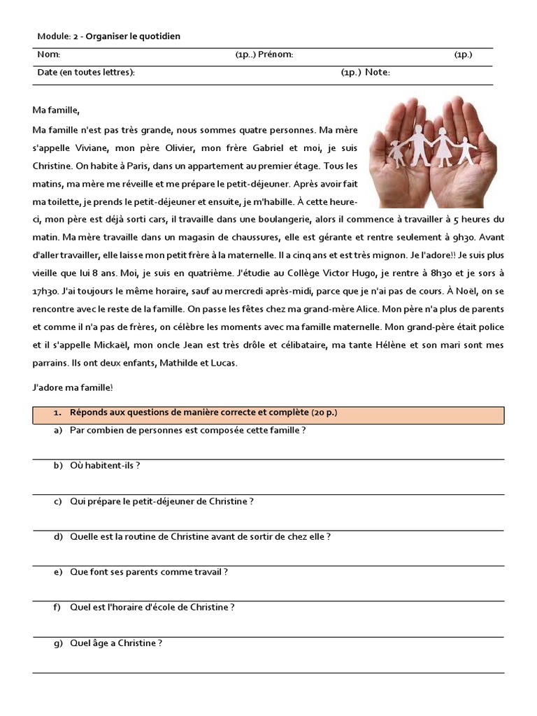 Ma Famille et Sa Routine Quotidienne | PDF | Langues