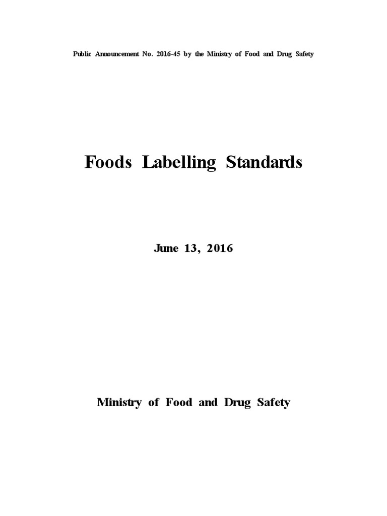 Foods - Labelling - Standards (No.2016-45) Hal 190 NRV PDF | PDF ...