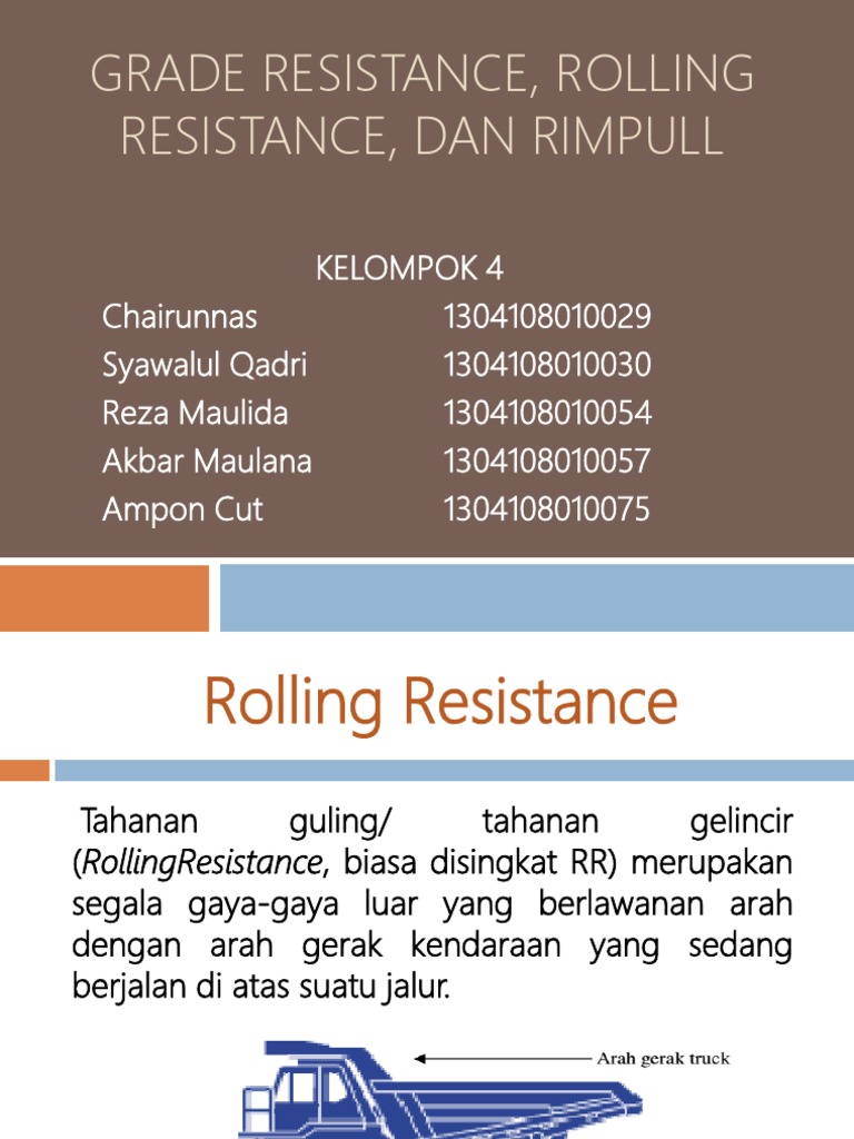 Rumus Grade dan Rolling Resistance | PDF