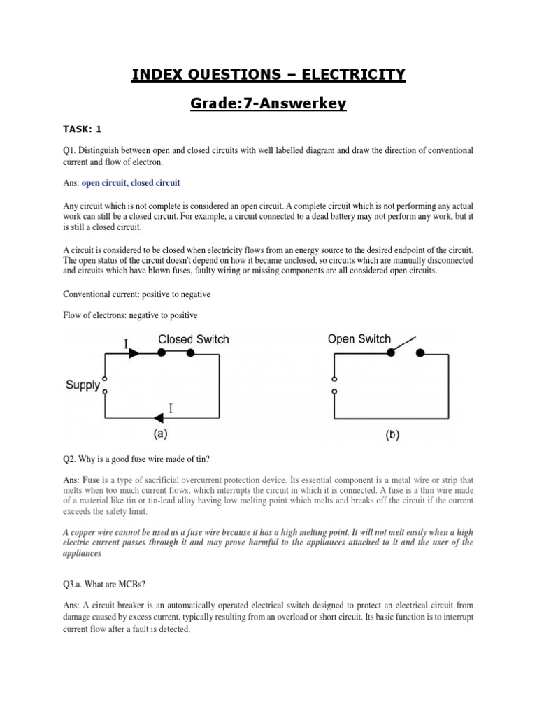 Answer Key-Electricity | PDF | Incandescent Light Bulb | Fuse (Electrical)