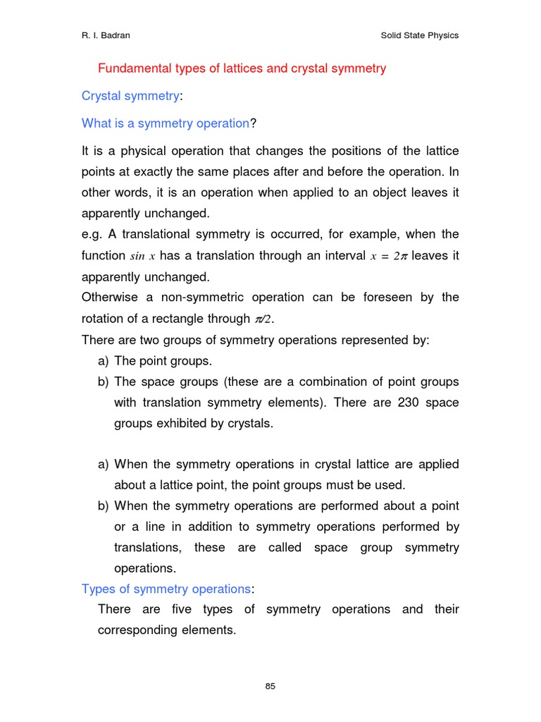 1-Crystal Symmetry and Classification-1 | PDF | Crystal Structure ...
