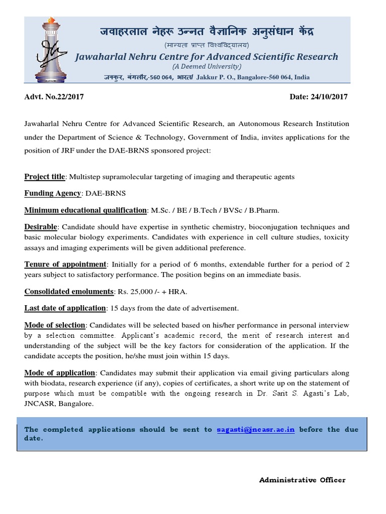 Jawaharlal Nehru Centre For Advanced Scientific Research | PDF