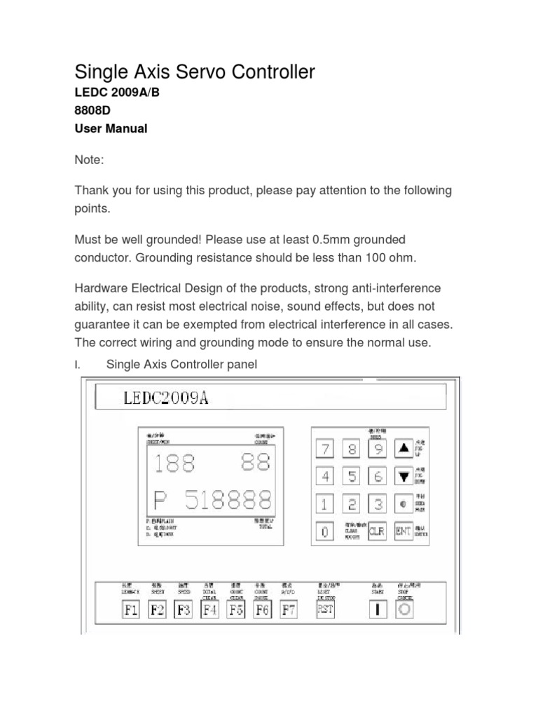 Single Axis Servo Controller: LEDC 2009A/B 8808D User Manual | PDF ...