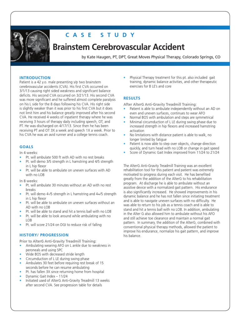 UTF-8 ''Case Study 43-Brainstem CVA - Final | Download Free PDF | Physical Therapy | Diseases ...