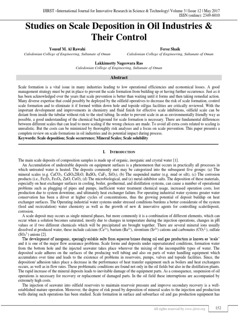 Oil Industry Scale Deposition Control | PDF | Petroleum Reservoir ...