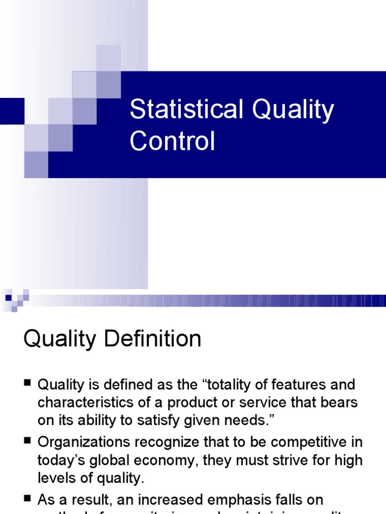 9a. Statistical Quality Control | PDF | Quality Assurance | Quality ...