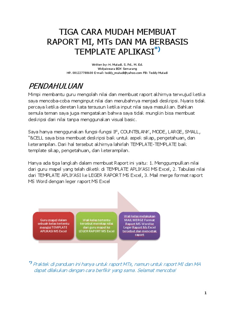 Tiga Cara Mudah Membuat Raport Berbasis Template Aplikasi | PDF