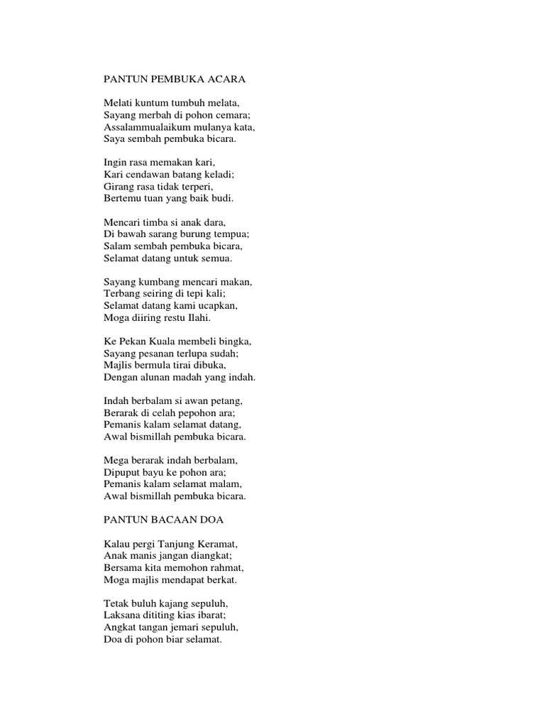 Pantun Pembuka Acara Pdf