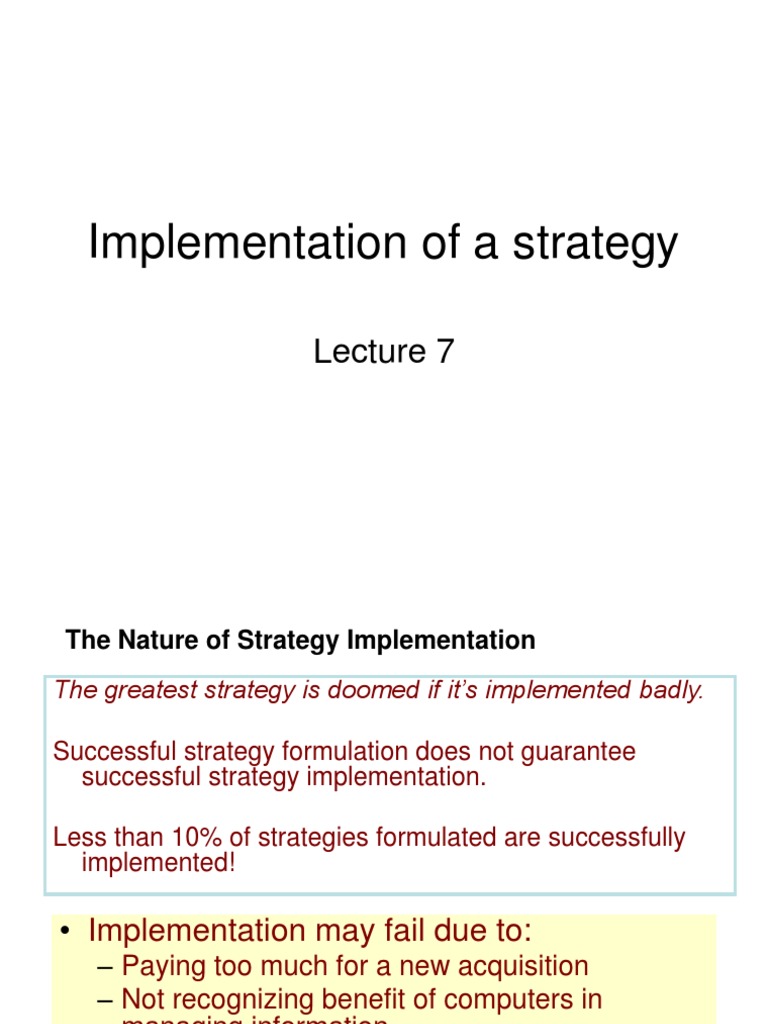Chapter 7 Implementing Strategies | PDF | Strategic Management | Marketing