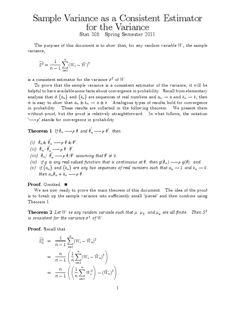 Consistentsamplevariance PDF | PDF | Estimator | Variance