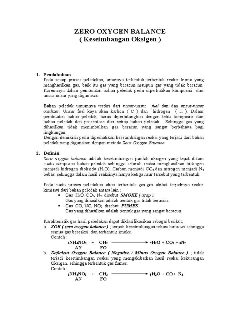 Keseimbangan Oksigen dalam Peledakan | PDF