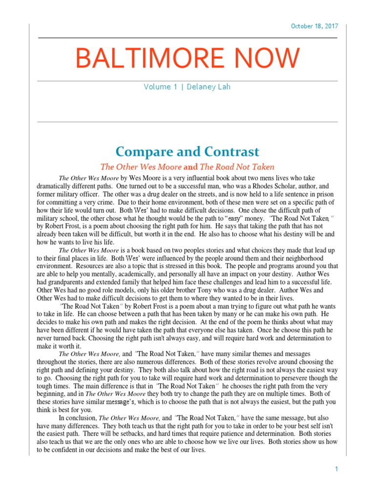 Paths of Wes Moore: Choices and Consequences | PDF | Further Education